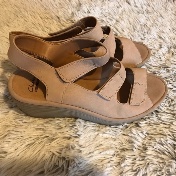 Clarks | Shoes | Clarks Collection Reedly Juno Triple Strap Wedge ...